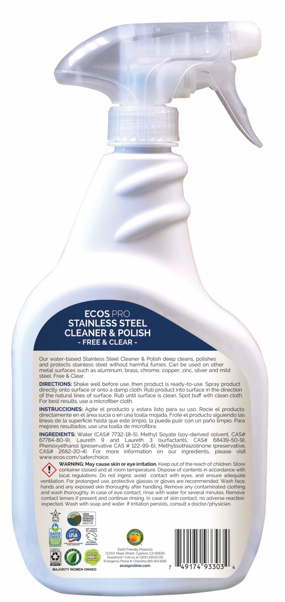 ECOS PRO Metal Cleaner and Polish: Trigger Spray Bottle, 32 oz ...