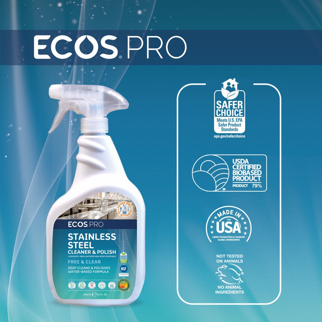 ECOS PRO Metal Cleaner and Polish: Trigger Spray Bottle, 32 oz ...