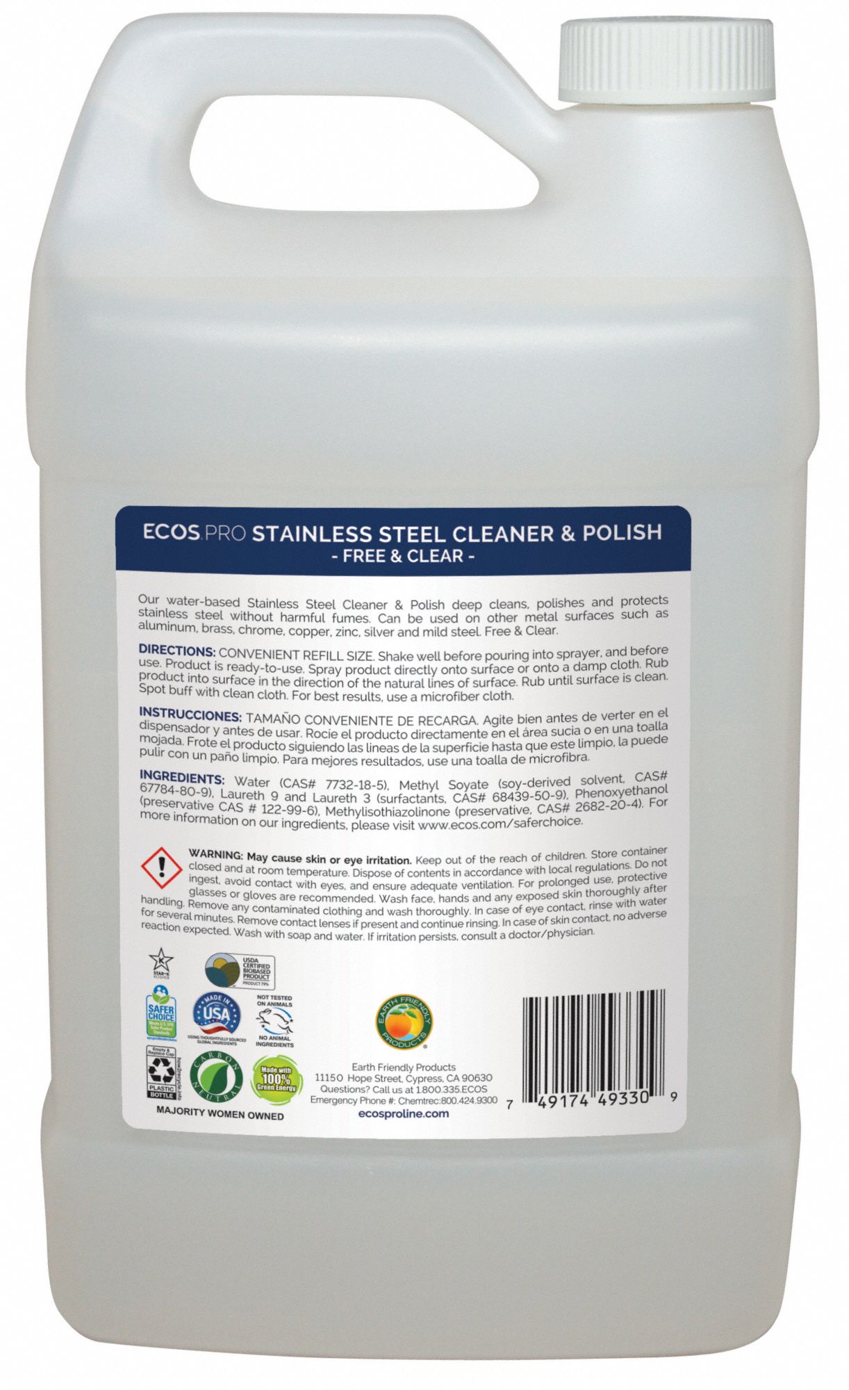 ECOS PRO Metal Cleaner and Polish: Jug, 1 gal Container Size, Ready to ...