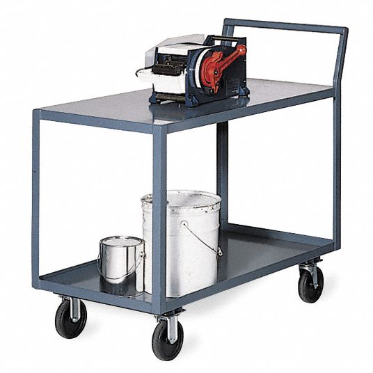 Welded Utility Cart, Load Capacity 800 lb, Number of Shelves 2 - Grainger