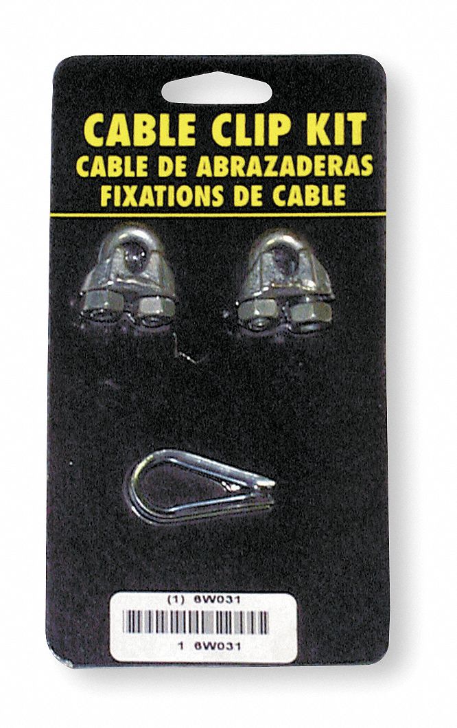 Wire Rope Clip and Thimble Kit, U-Bolt, Steel, 5/16 in For Wire Rope ...