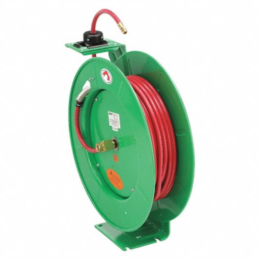50 ft (1/4 in I.D.), 1/4 in MNPT, Spring Return Hose Reel - 6WA69|6WA69 ...