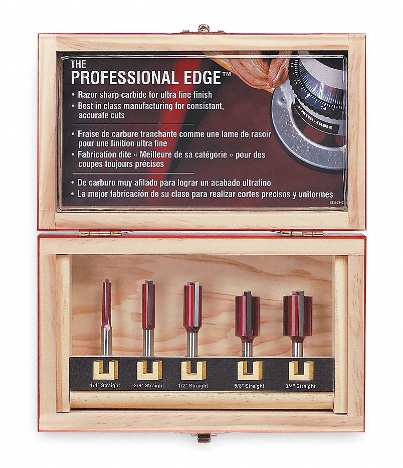 All Purpose Router Bit Set, Number of Pieces 5 - Grainger