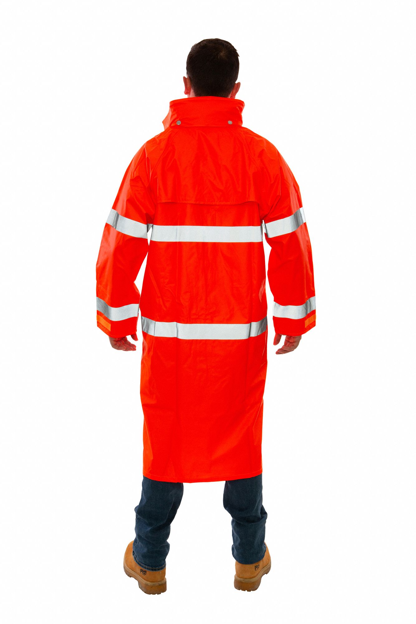 TINGLEY High Visibility Rain Coat with Hood: U, 2XL, Orange, Snaps with ...