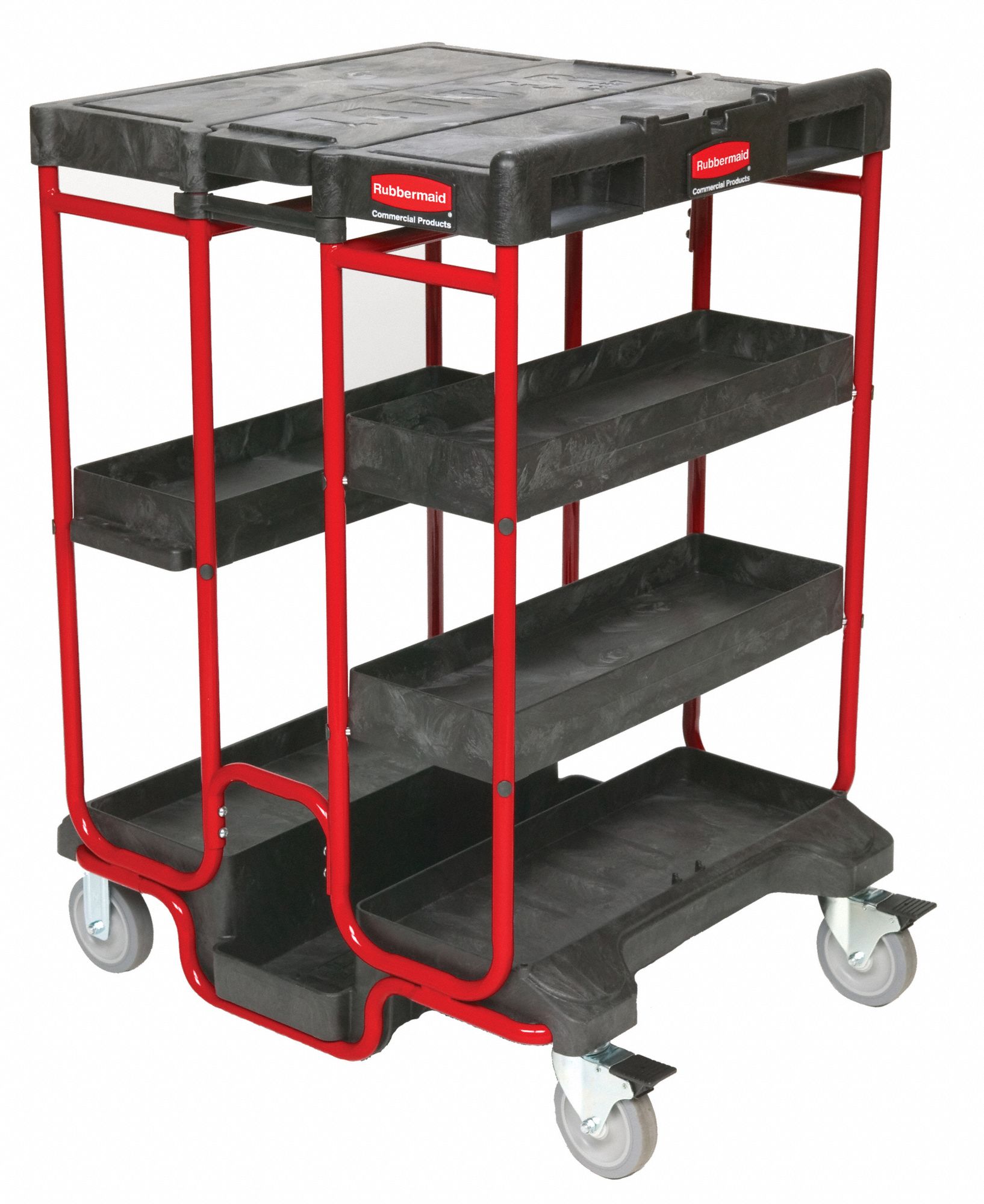 RUBBERMAID COMMERCIAL PRODUCTS Ladder Cart, (2) Swivel, (2) Rigid ...