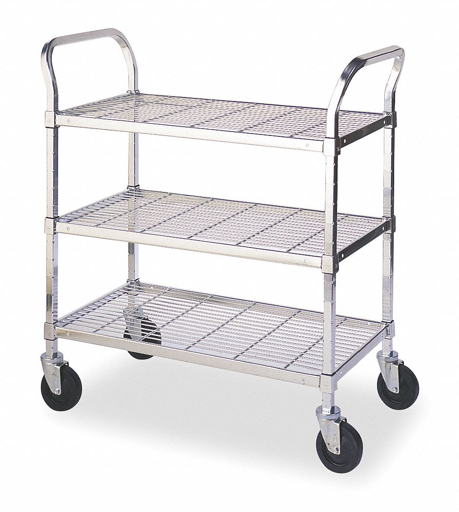 Wire Cart, 800 lb Load Capacity, Number of Shelves 3 - Grainger