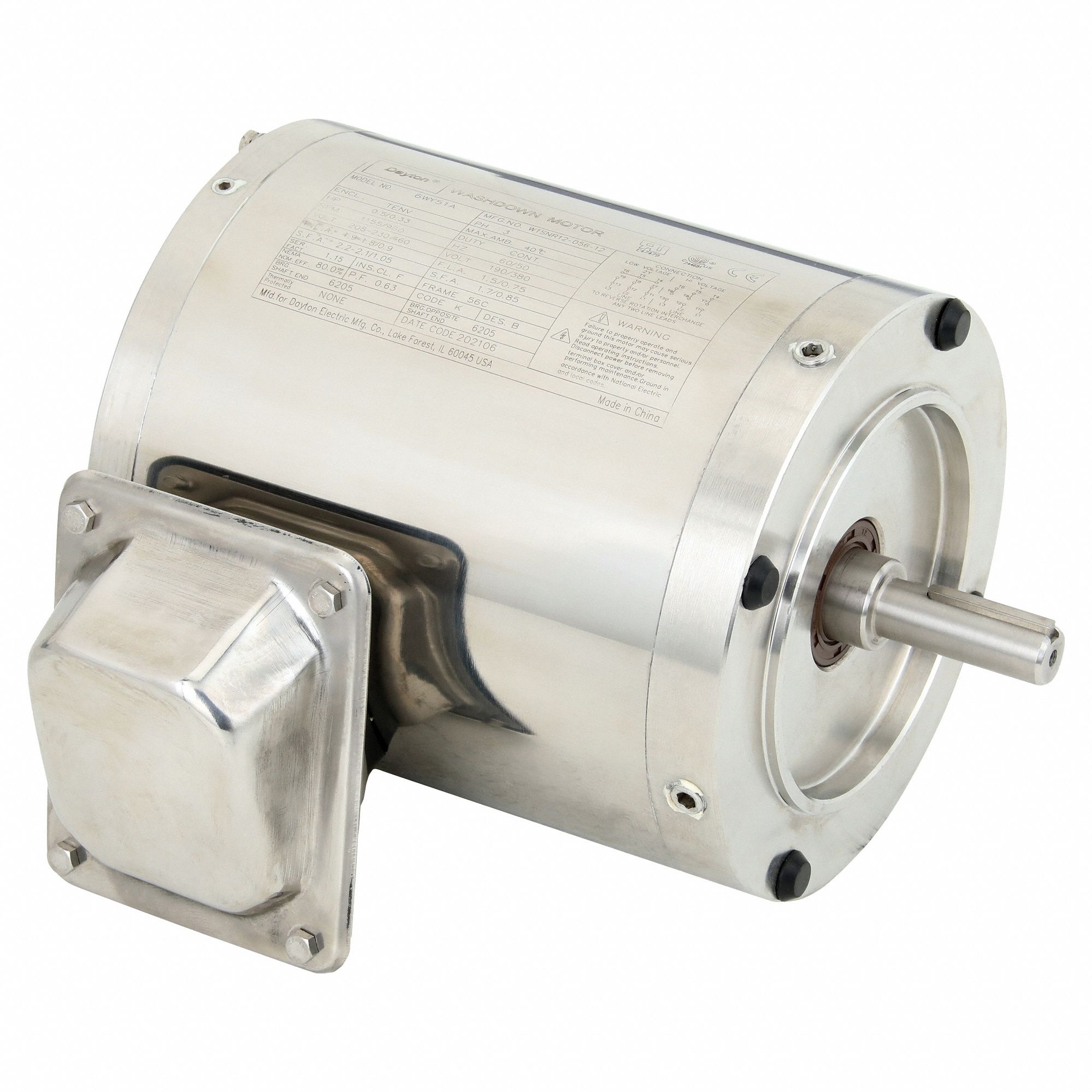 DAYTON, Three-Phase, 1/2 hp Horsepower, Washdown Motor - 6WY51|6WY51 ...