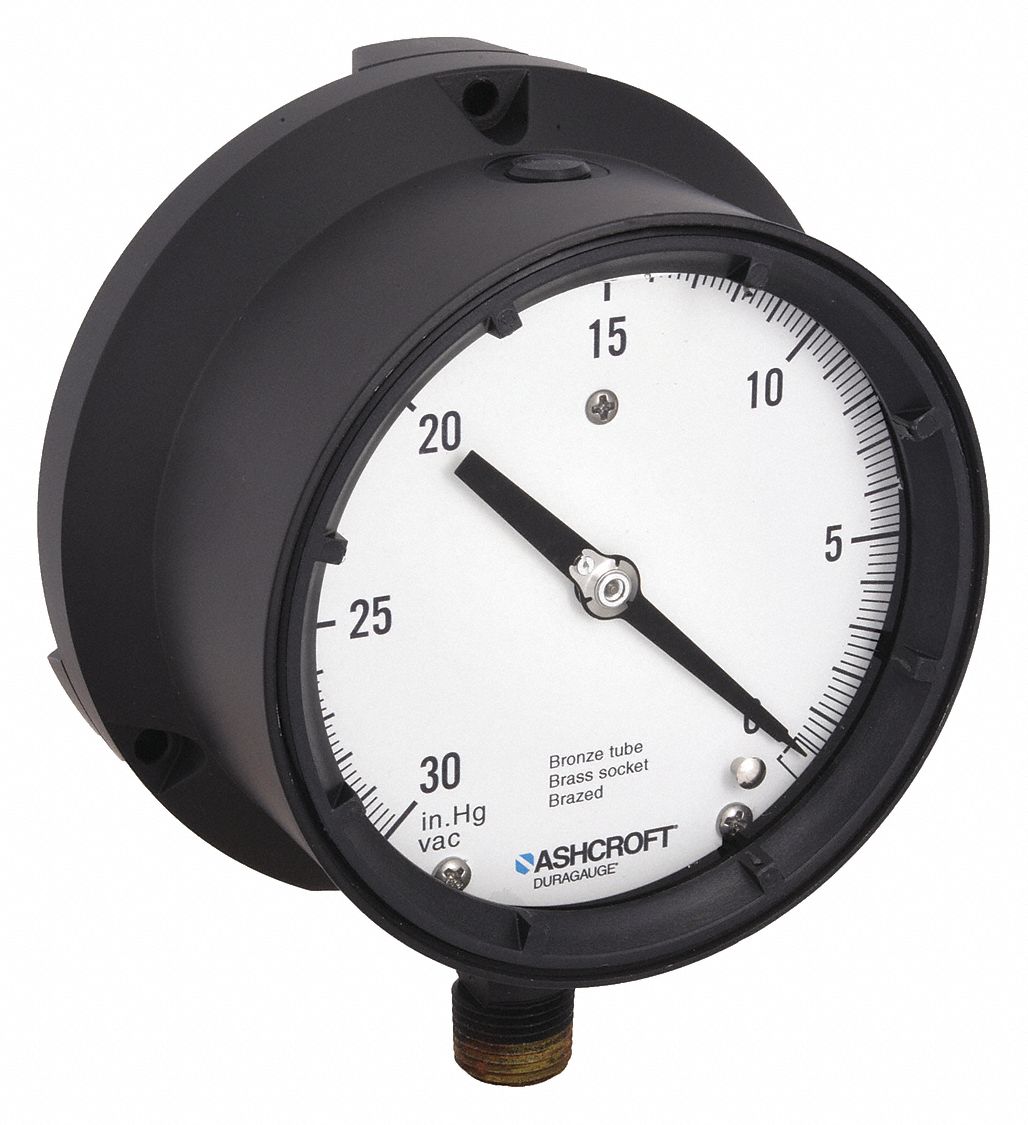 ASHCROFT, White, 4 1/2 in Dial, Process Vacuum Gauge - 6WZU2 ...