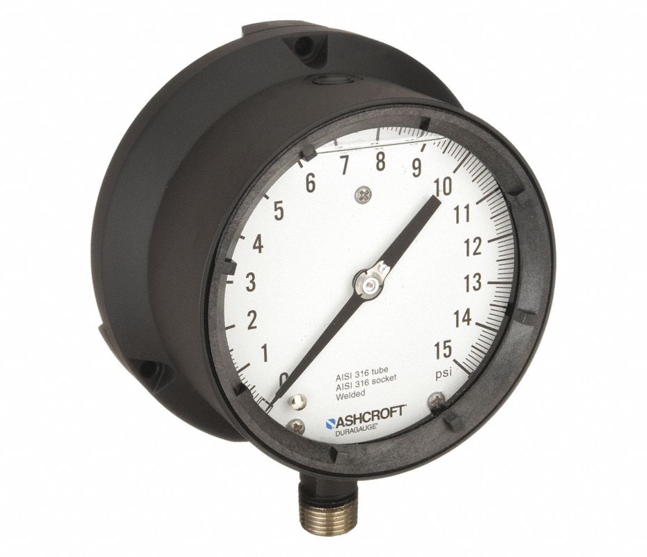 ASHCROFT Manómetro de Presión,0 a 15 psi,1/2" - 6WZU7 | 451379SSL04L15 ...