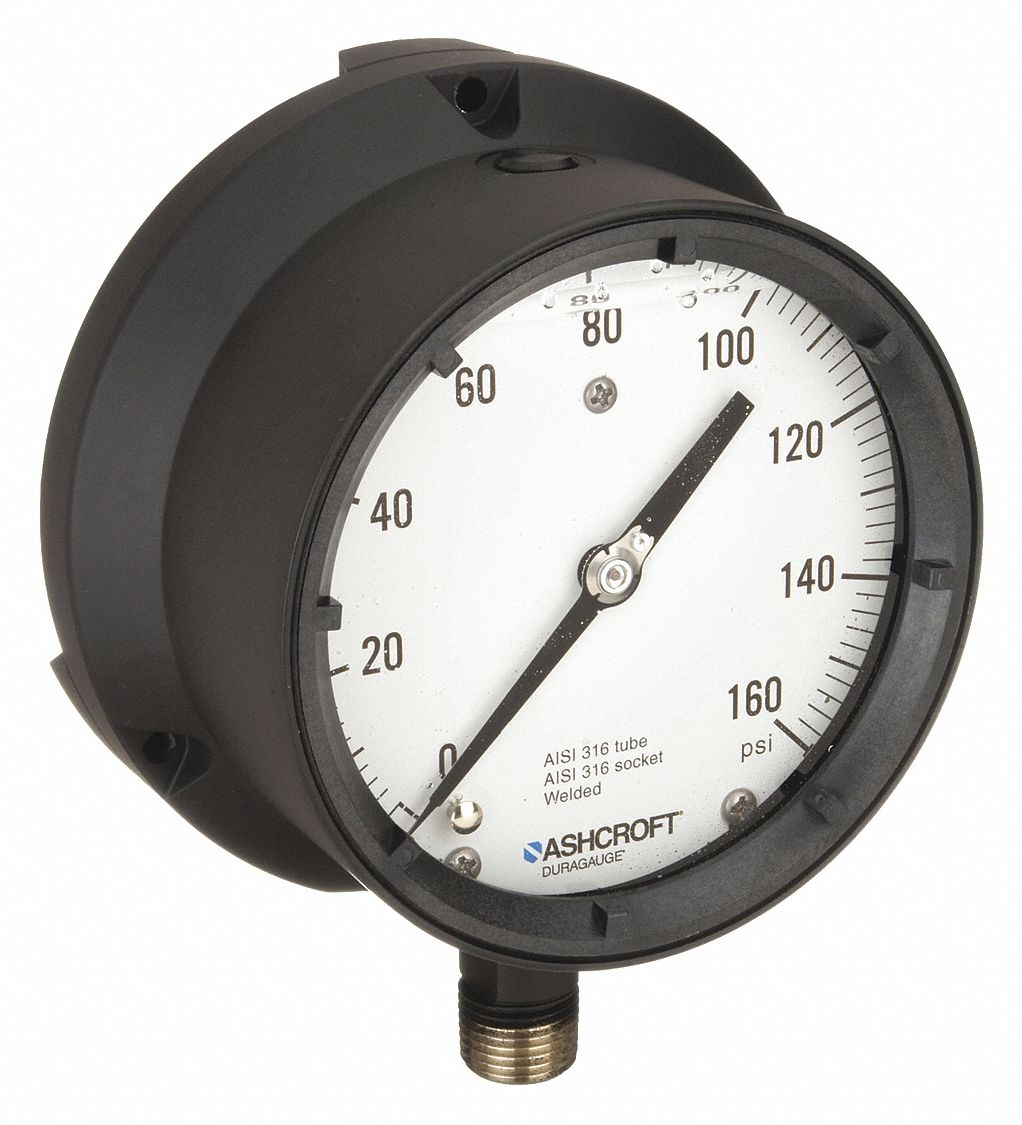 ASHCROFT, 0 psi to 160 psi, White, Process Pressure Gauge - 6WZU8 ...