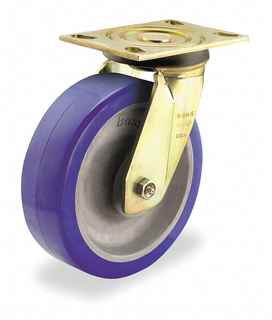 BASSICK Plate Caster, Swivel, Polyurethane, 1750 lb, 6 in Wheel Dia ...