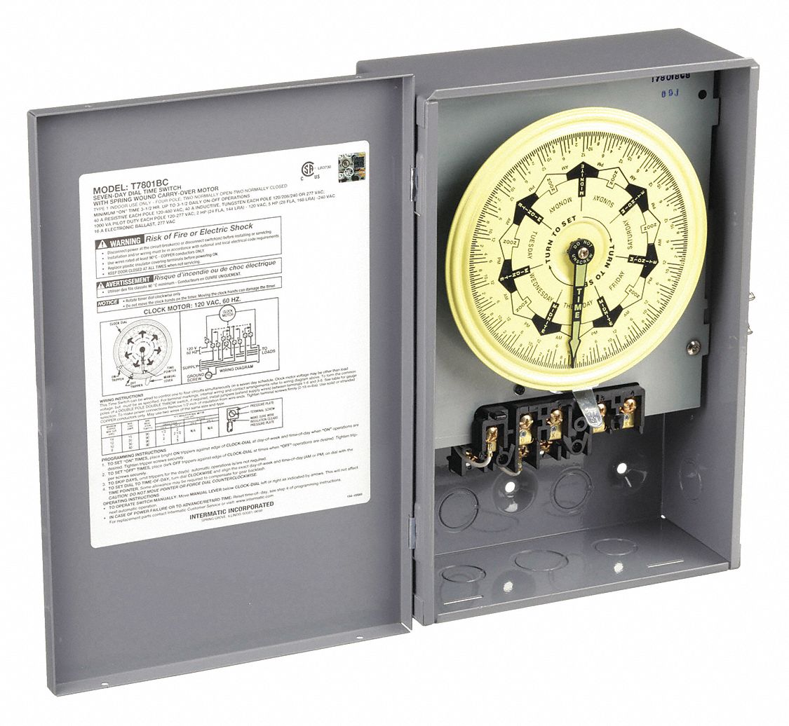 INTERMATIC, 21 hr, DPDT, Electromechanical Timer - 6X757|T7801BC - Grainger