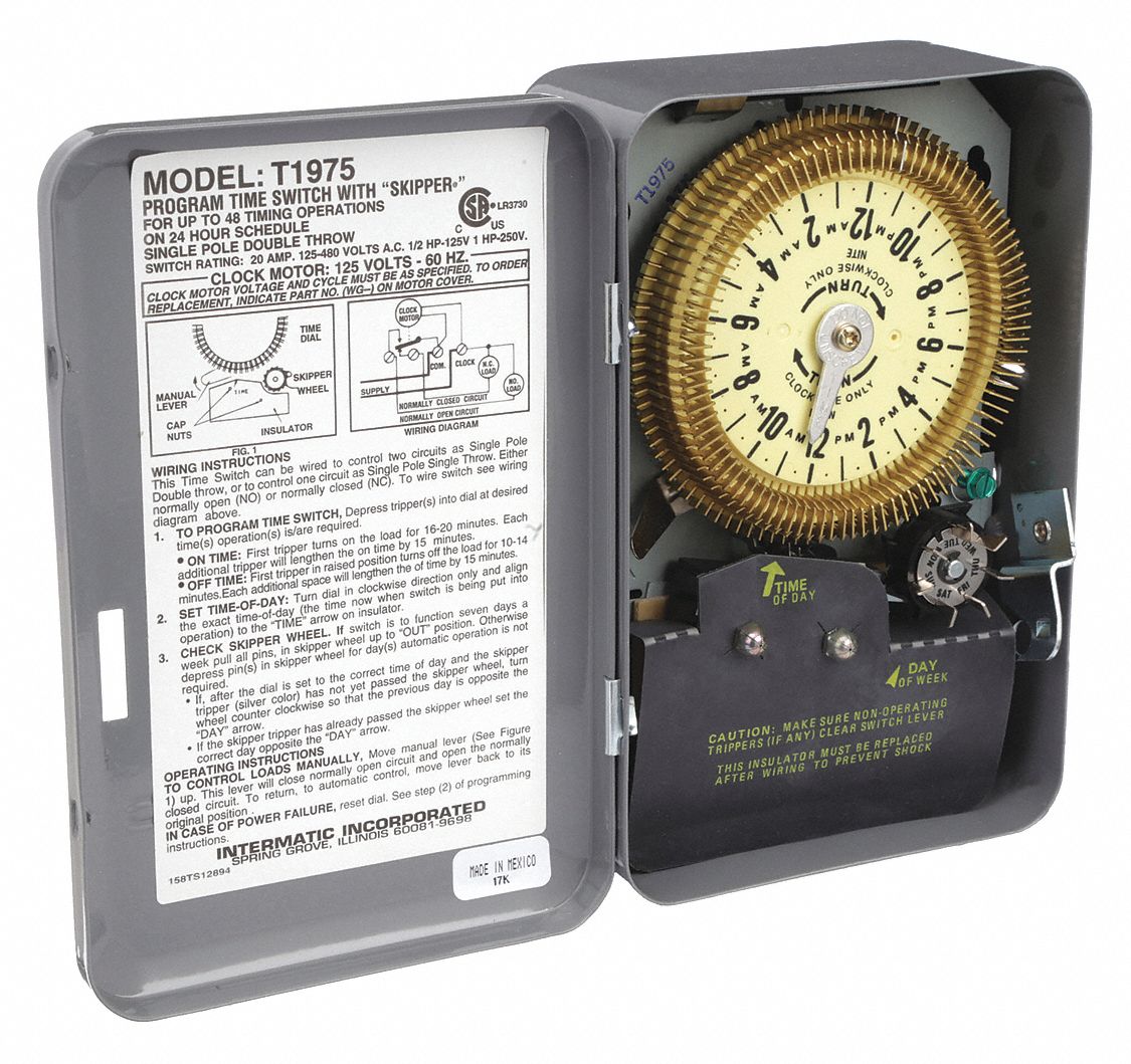 INTERMATIC, 24 hr Nominal Max. Time Setting, Steel, Electromechanical ...