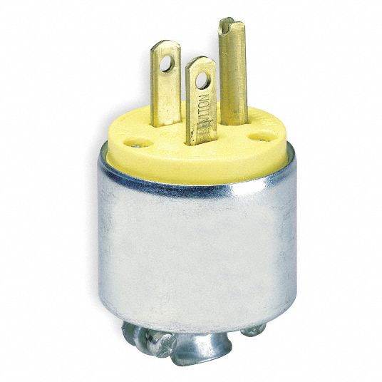 LEVITON 15 AA Industrial Grade Armored Straight Blade Plug, Yellow ...