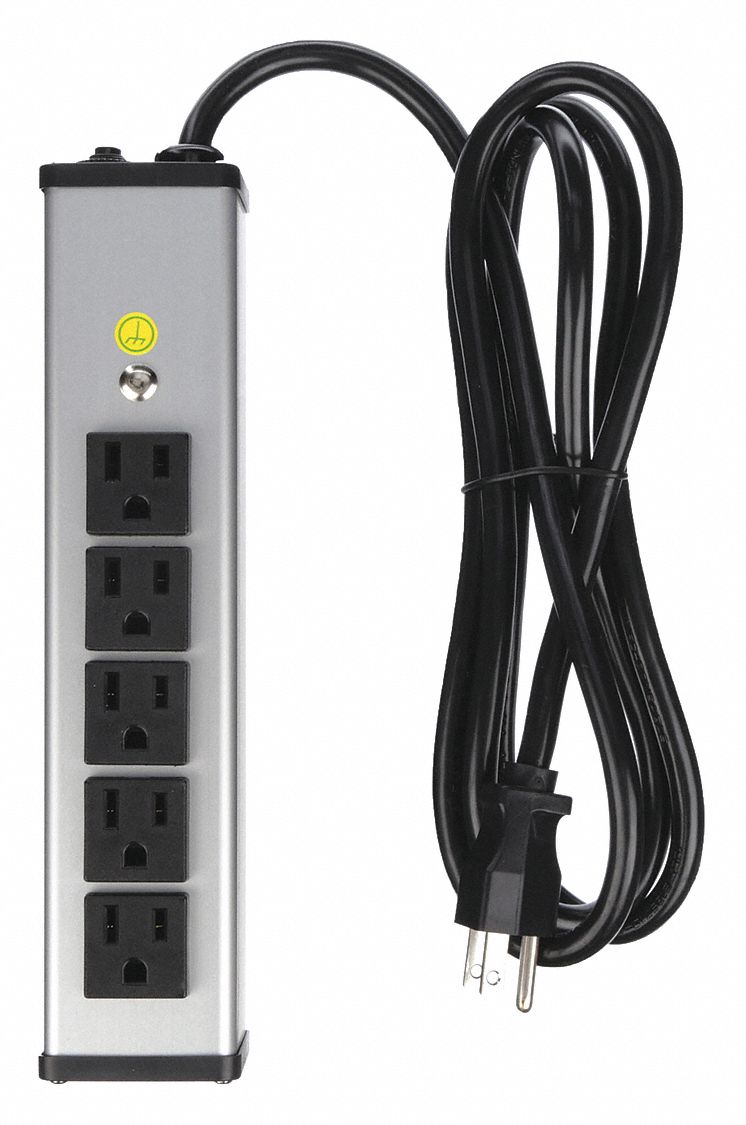 POWER FIRST Barra Multicontactos con 5 contactos Aluminio Gris - Barras ...