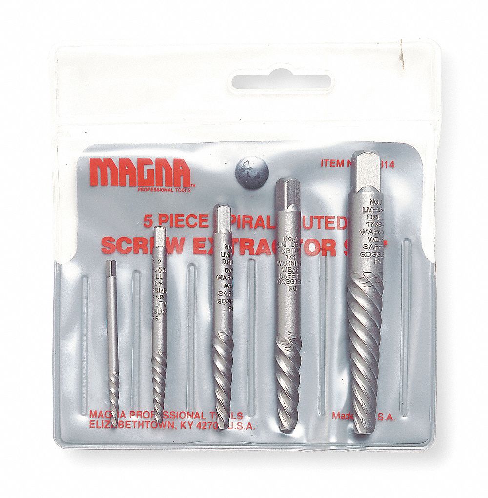 Screw Extractor Set, Number of Pieces 5 - Grainger