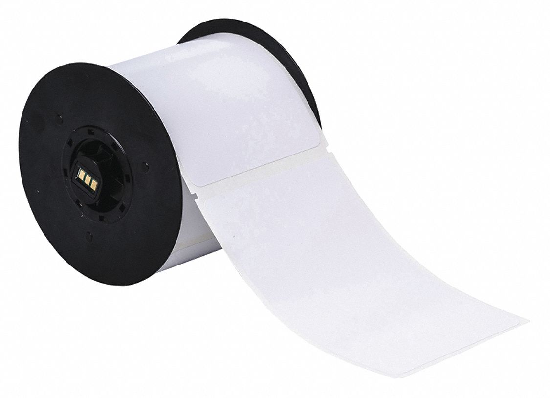 4 in x 6 in, Vinyl, Precut Label Roll - 6XGX8|B30-25-595-BLNKWT - Grainger