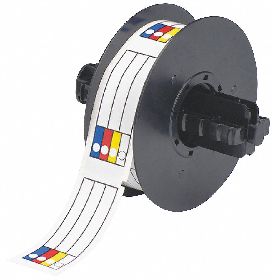 BRADY RTK LABEL,RED/YELLOW/BLUE/WHITE,1.125 IN - Pre-Cut Label Stock ...