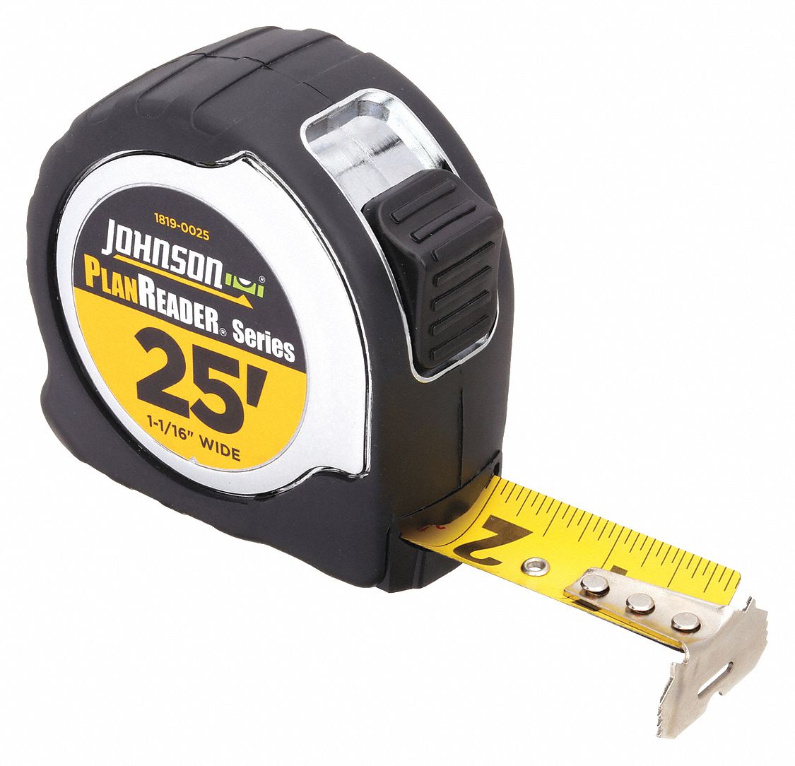 JOHNSON LEVEL, Inch, Nonmagnetic Single Hook Tip, Tape Measure - 6XUR9 ...