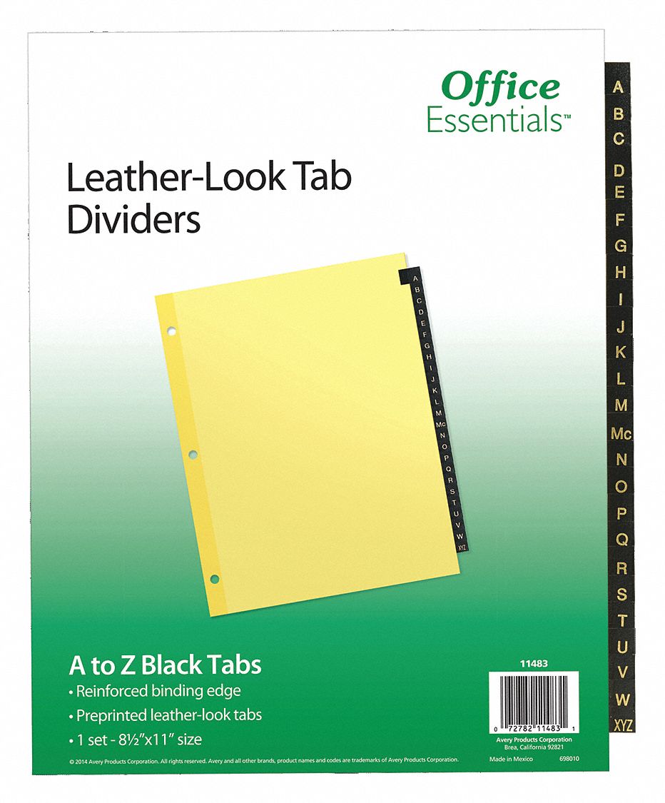 OFFICE ESSENTIALS, A to Z Tabs, 25 Tabs, Index Tabs - 6XVU0|7278211483 ...