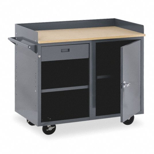 Mobile Cabinet Workbench, Hardboard, 24 in Depth, 37 in Height, 42 in ...