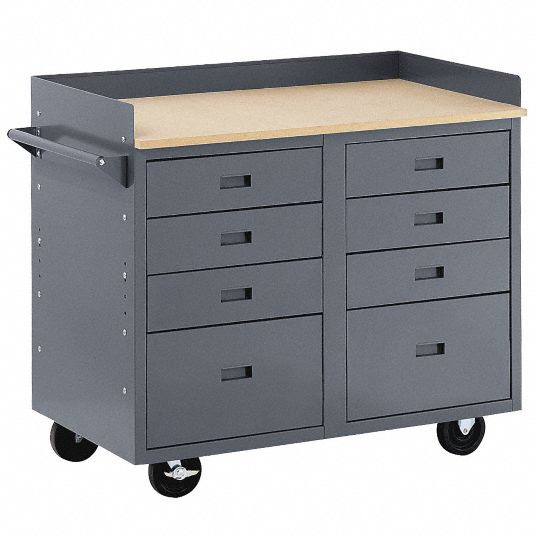 Mobile Cabinet Workbench, Hardboard, 24 in Depth, 37 in Height, 42 in ...
