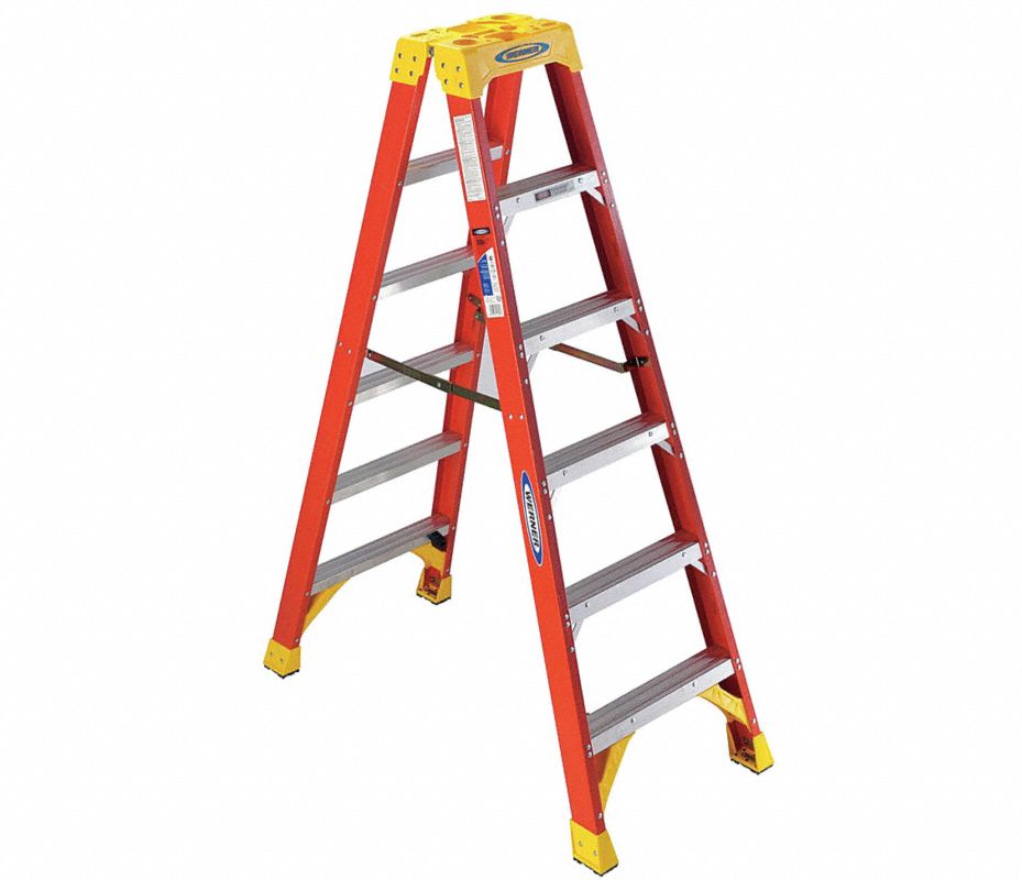 WERNER Escalera de Tijera Doble, Fibra de Vidrio - Escaleras de Tijera ...