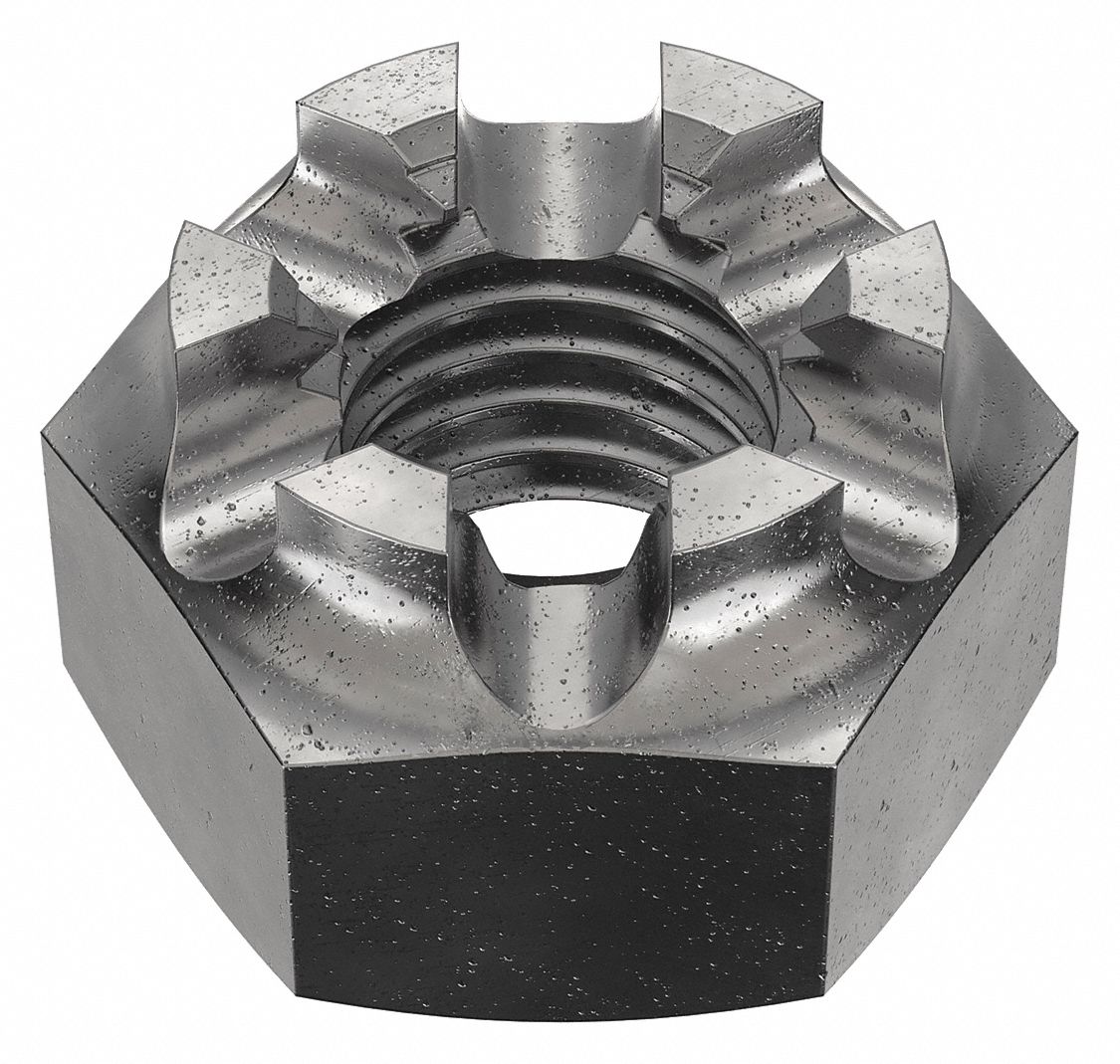 Slotted Castle, 1/4"-28 Thread Size, Castle Nut - 6YHJ9|371025G - Grainger