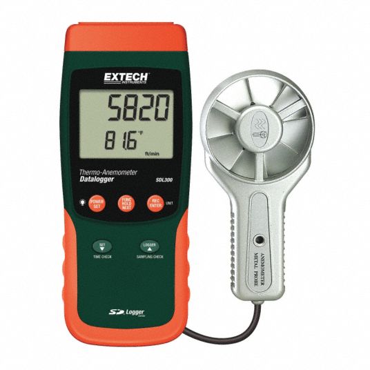 EXTECH, 1 fpm Air Velocity Resolution, Rotating Vane, Anemometer ...