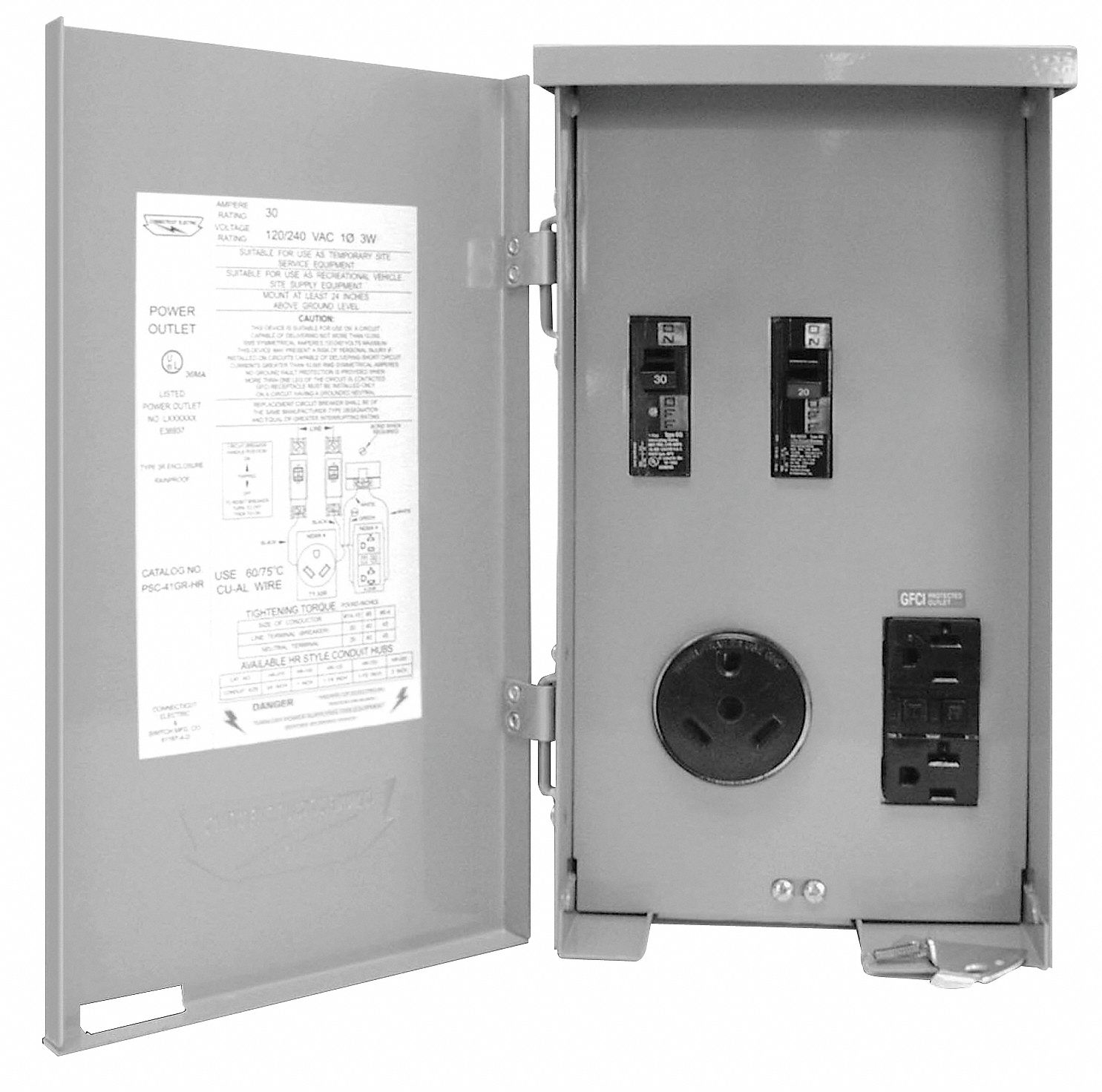 CONNECTICUT ELECTRIC Outdoor Hard Wired GFCI 30 A Amps 120 240V AC