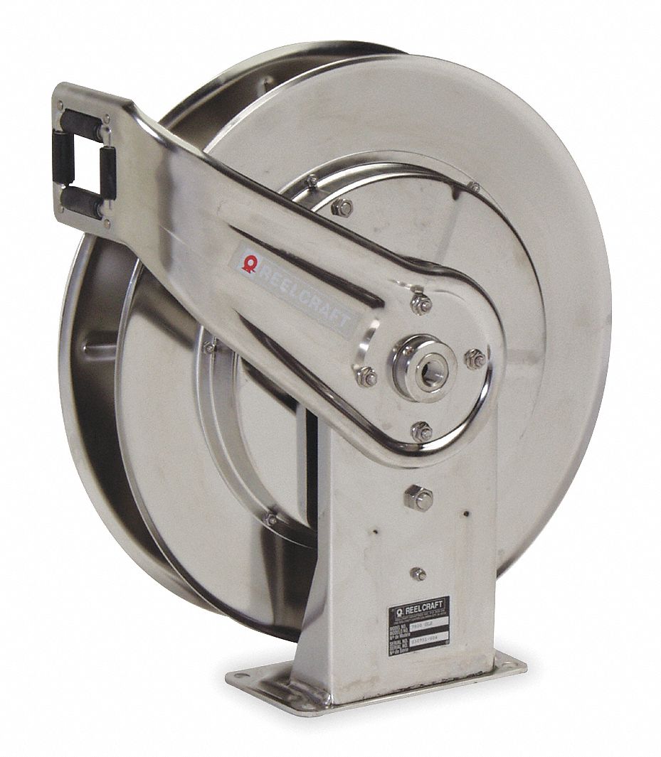 50 ft (1/2 in I.D.), 500 psi Max Op Pressure, Spring Return Hose Reel ...