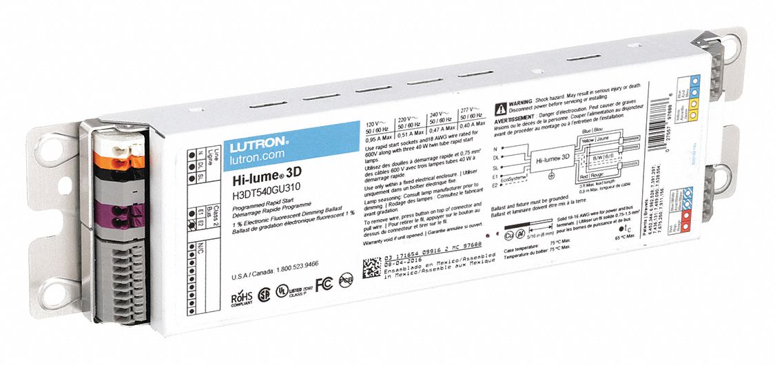 LUTRON, T5, 120 to 277V AC, Fluorescent Dimming Ballast - 6ZET9 ...