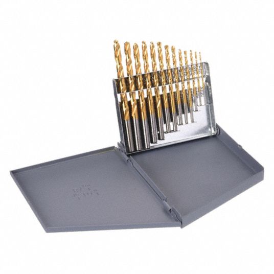 CHICAGO-LATROBE, 13 Pc, 1/16" to 1/4" by 64ths, Jobber Length Drill Bit ...