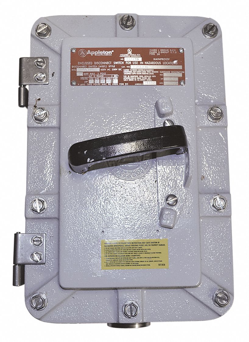 APPLETON ELECTRIC, Non-Fusible, 60 A, Hazardous Location Safety Switch ...