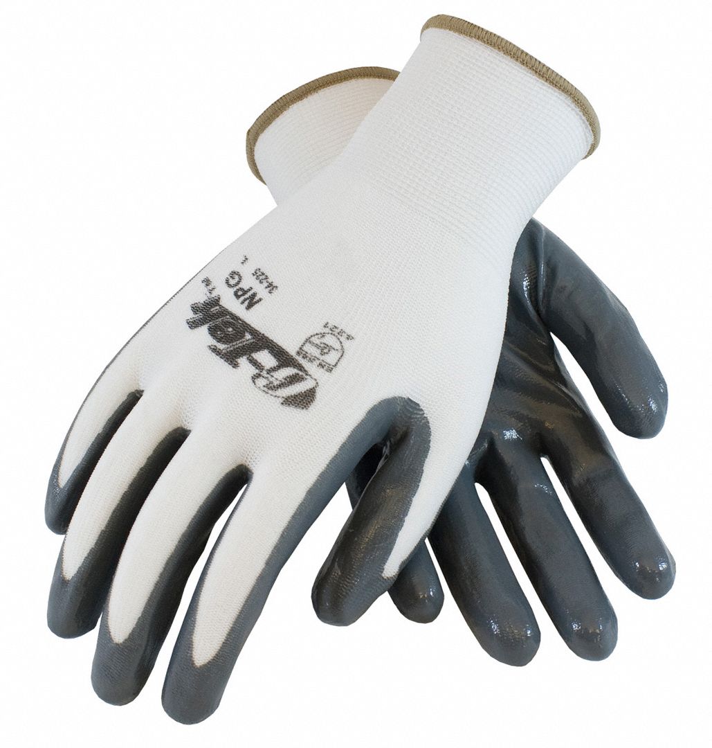 PIP Coated Gloves: XS ( 6 ), Smooth, Nitrile, Palm, Dipped, ANSI ...