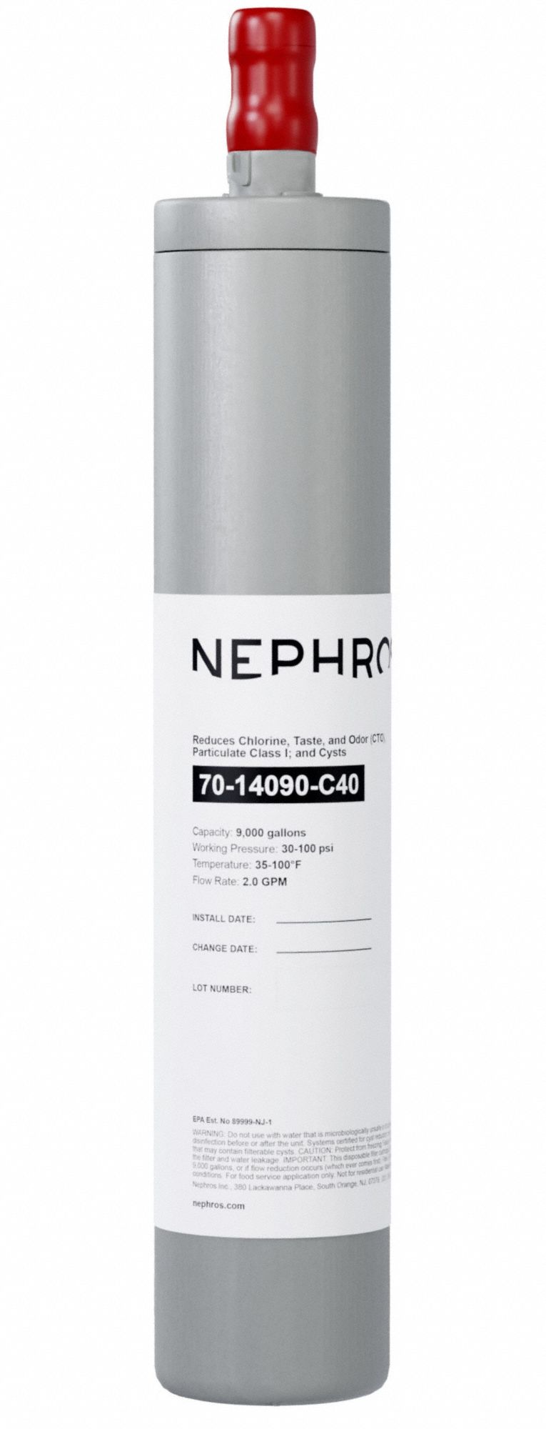 NEPHROS, 1 micron, 2 gpm, Quick-Connect Water Filter - 808H08|70-14090 ...
