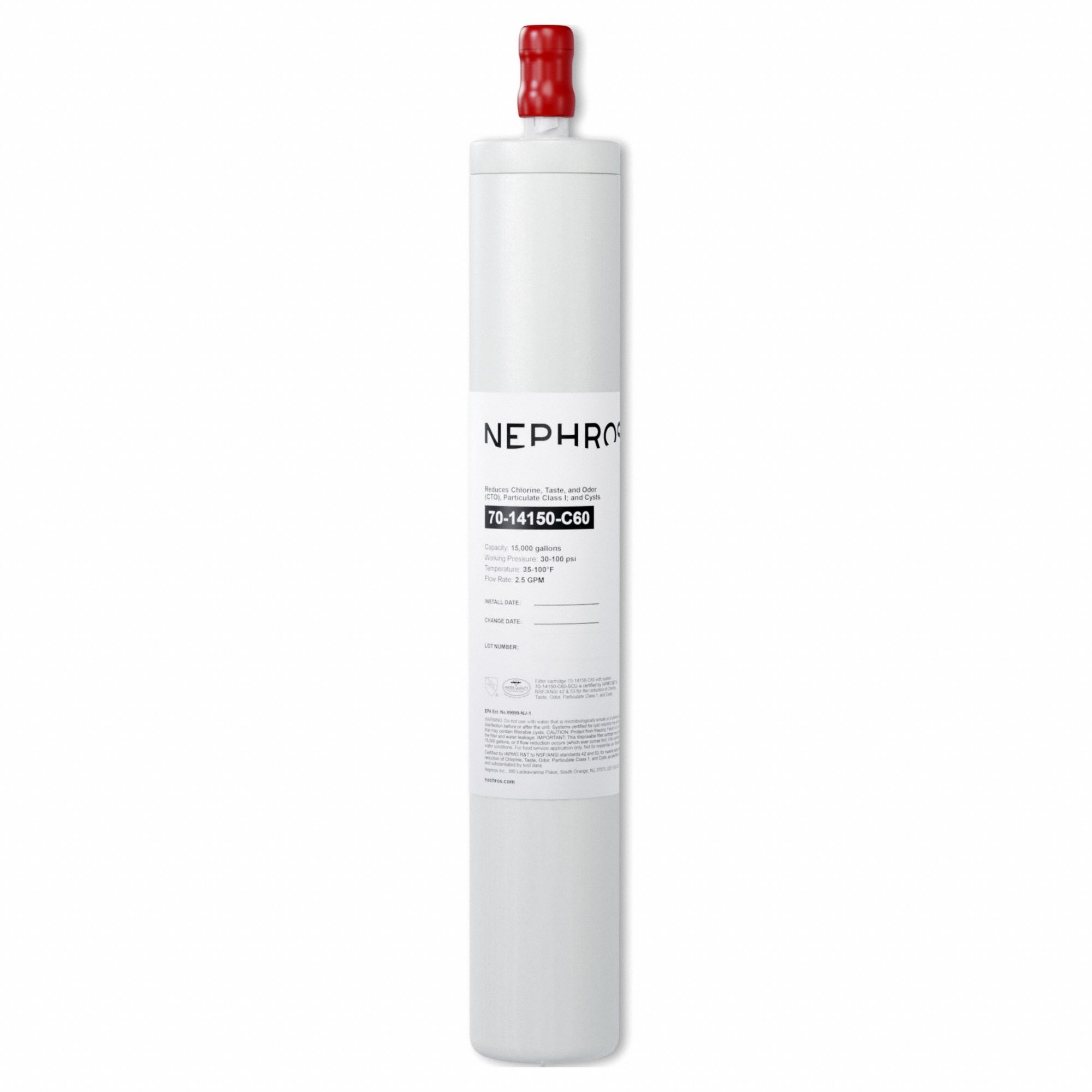 NEPHROS, 1 micron, 2.5 gpm, Quick-Connect Water Filter - 808H11|70 ...