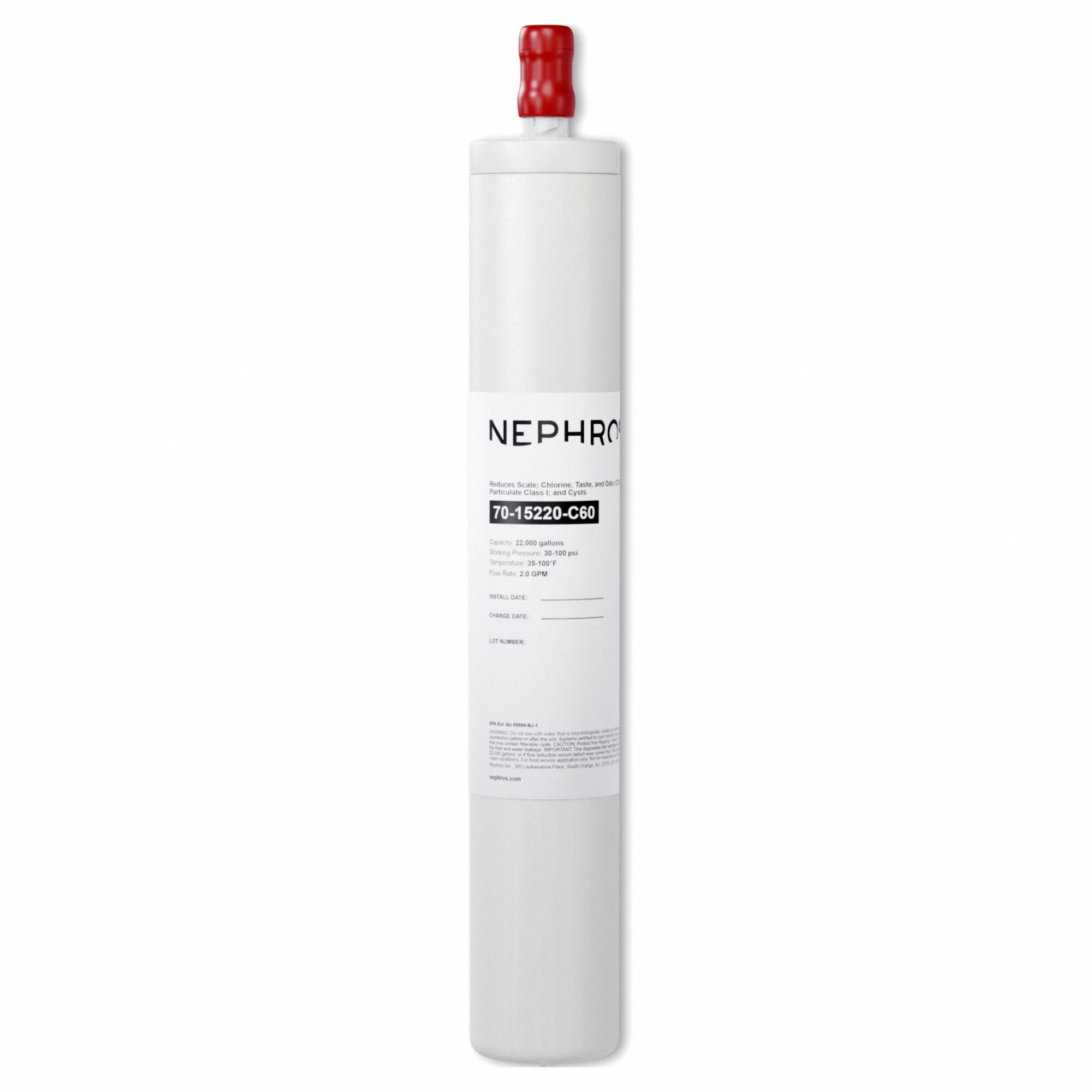 NEPHROS, 1 micron, 2 gpm, Quick-Connect Water Filter - 808H21|70-15220 ...