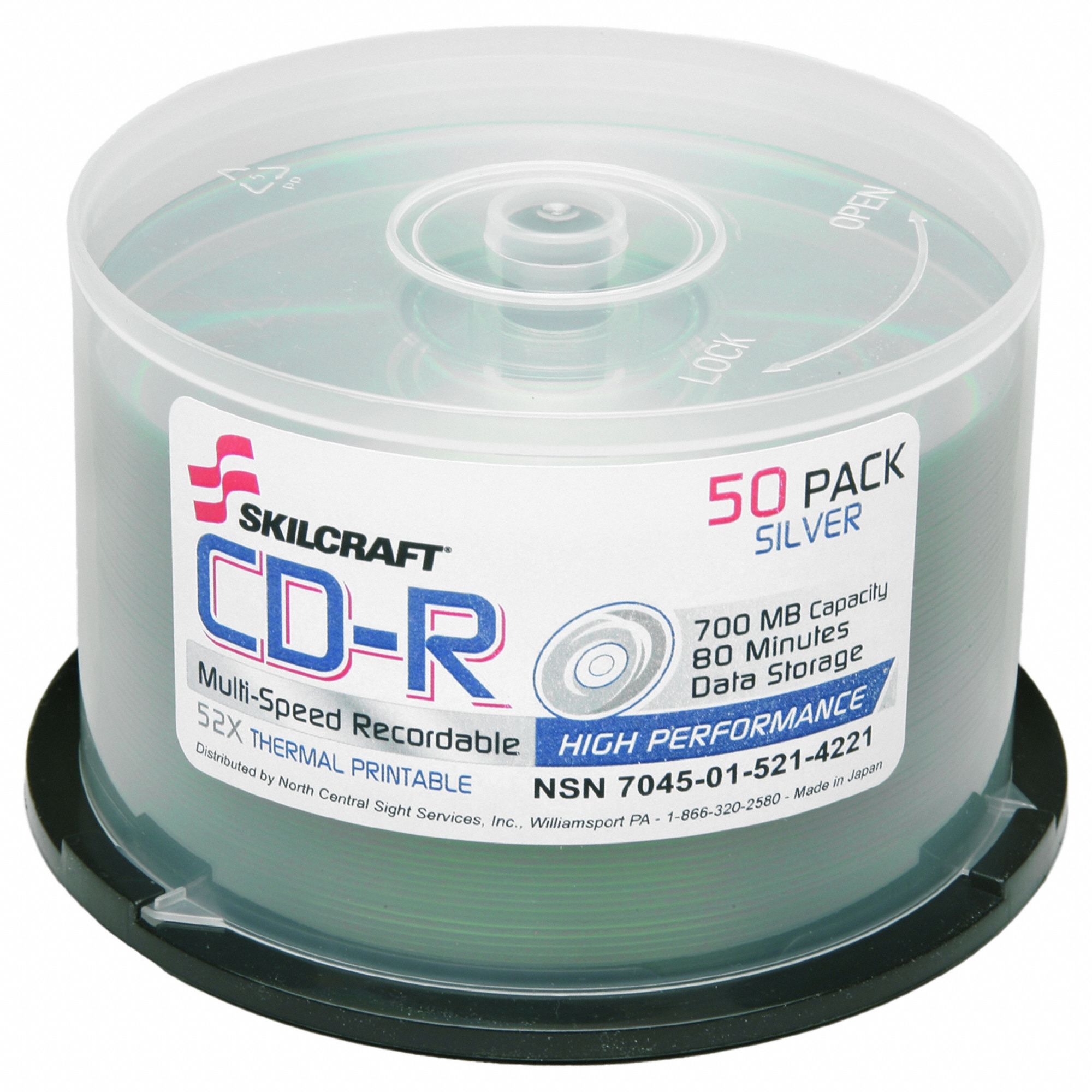 SKILCRAFT, Write Once, Silver, CD-R Disc - 803T37|7045-01-521-4221 ...