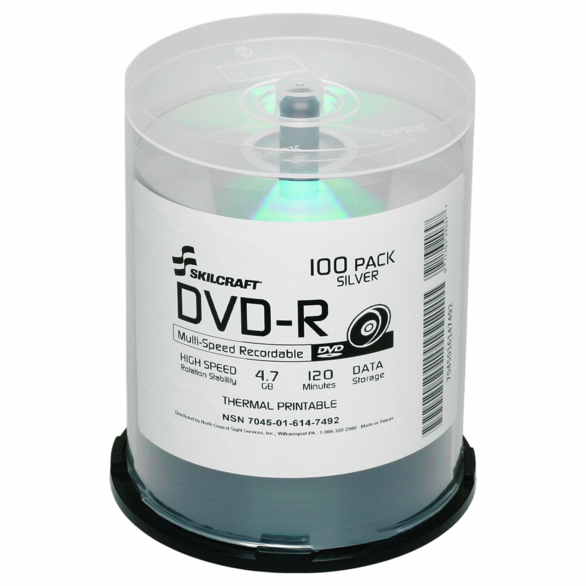 SKILCRAFT, Write Once, Silver, DVD-R Disc - 803T26|7045-01-614-7492 ...
