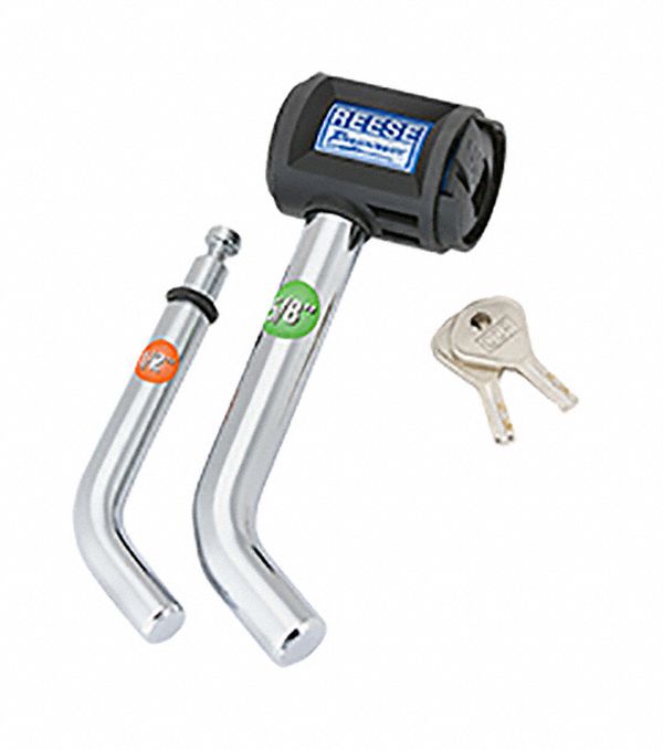REESE Receiver Lock: Dual Bent Pin, 1/2 in/5/8 in, Chrome, 1/2 in and 5 ...
