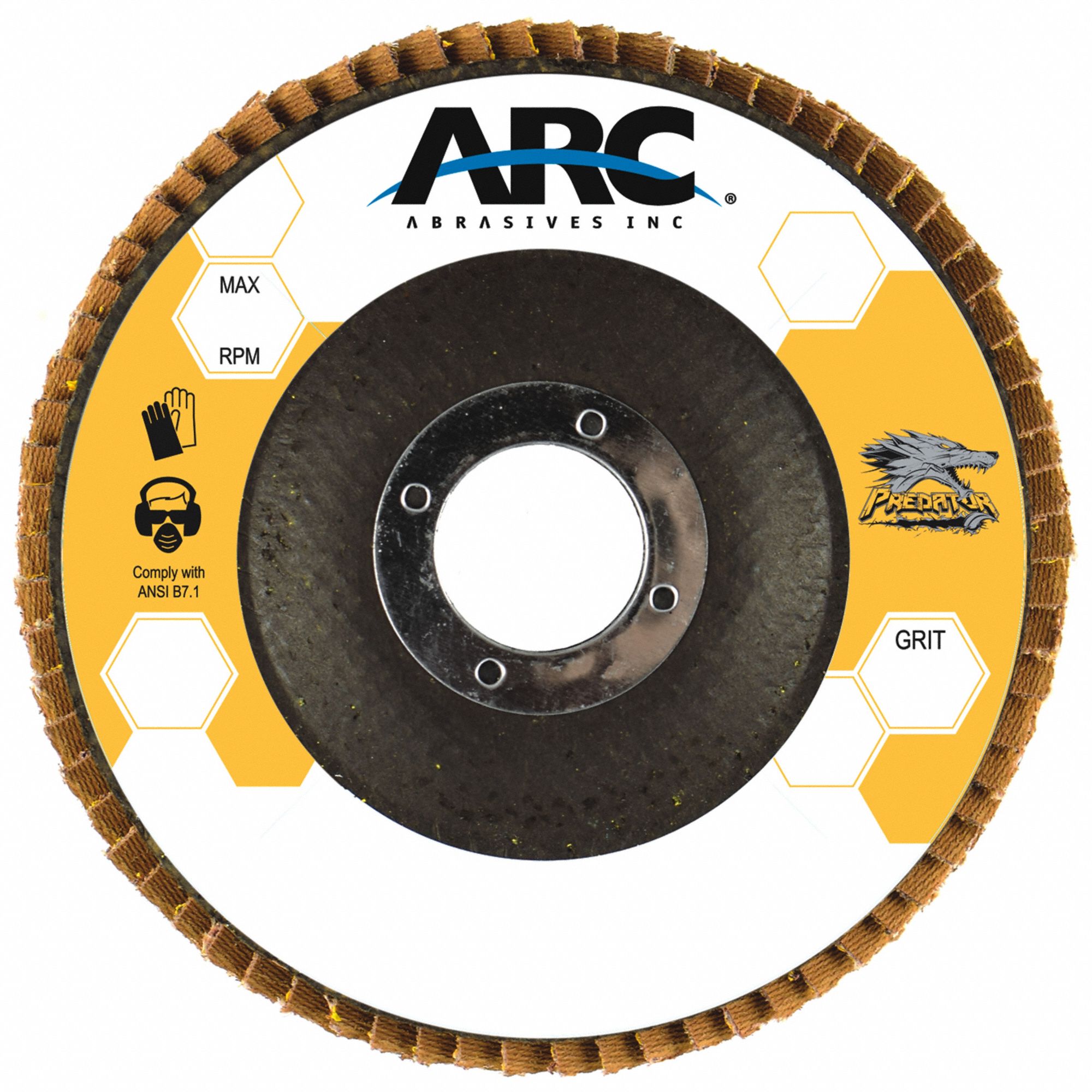 ARC ABRASIVES, Type 27, 4-1/2" x 7/8", Flap Disc - 333ZC8|71-10825FF ...