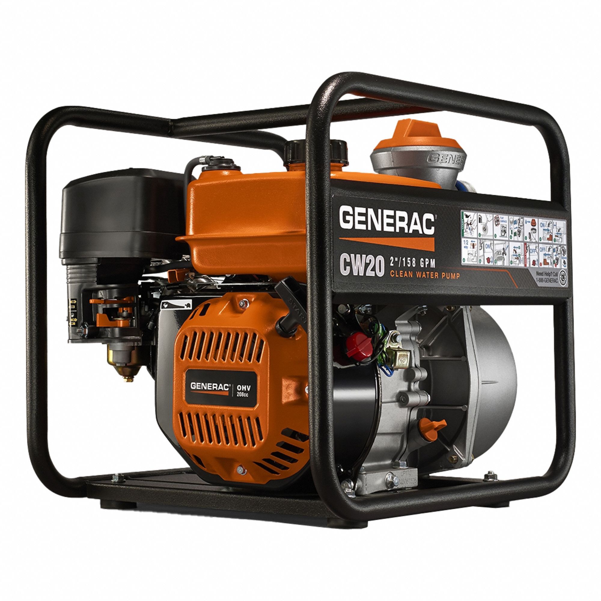 GENERAC, 2 in MNPT, 2 in MNPT, Engine Driven Pump - 855ZA8|CW20K - Grainger