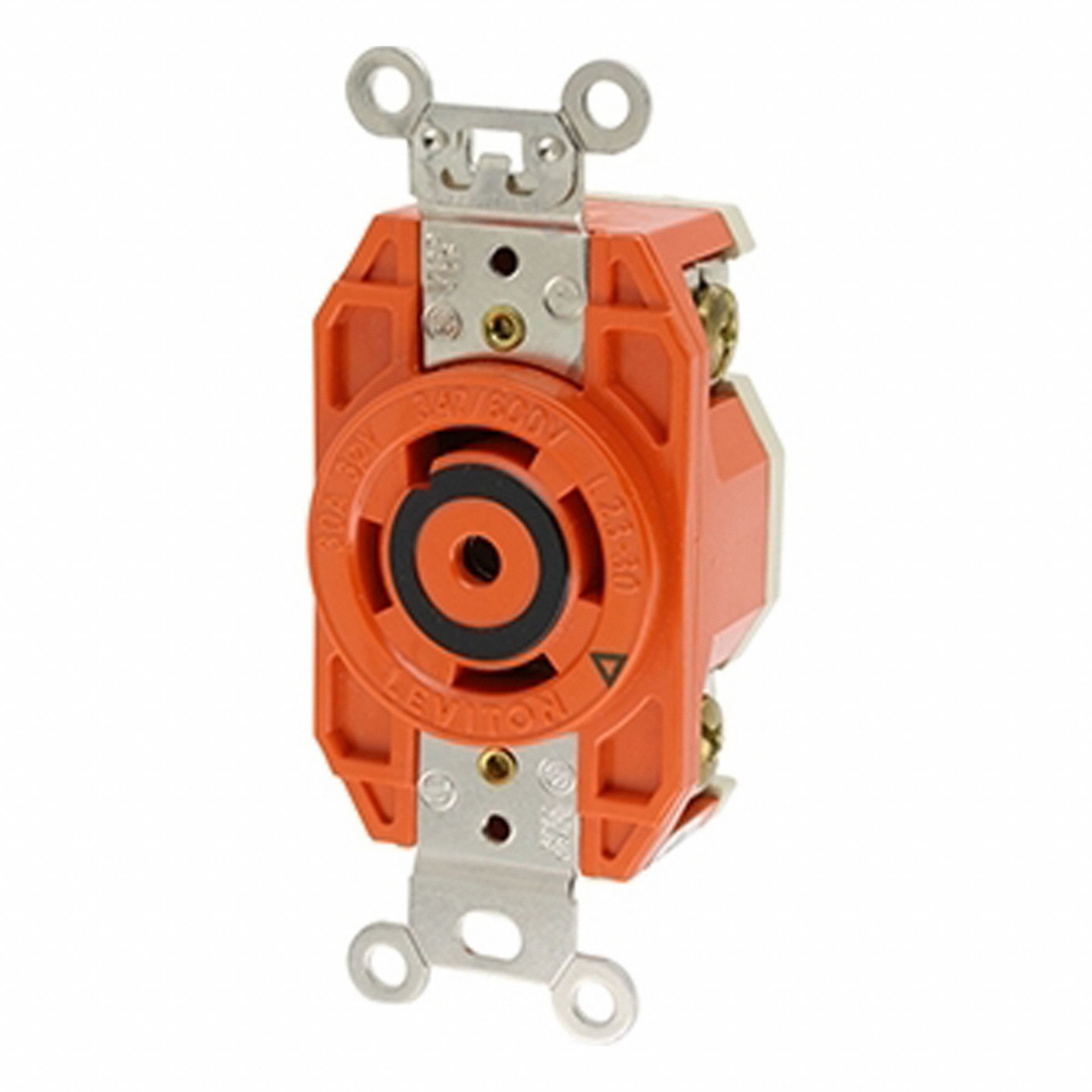 Locking Receptacle 30A 4P 5W IG Orange - Grainger