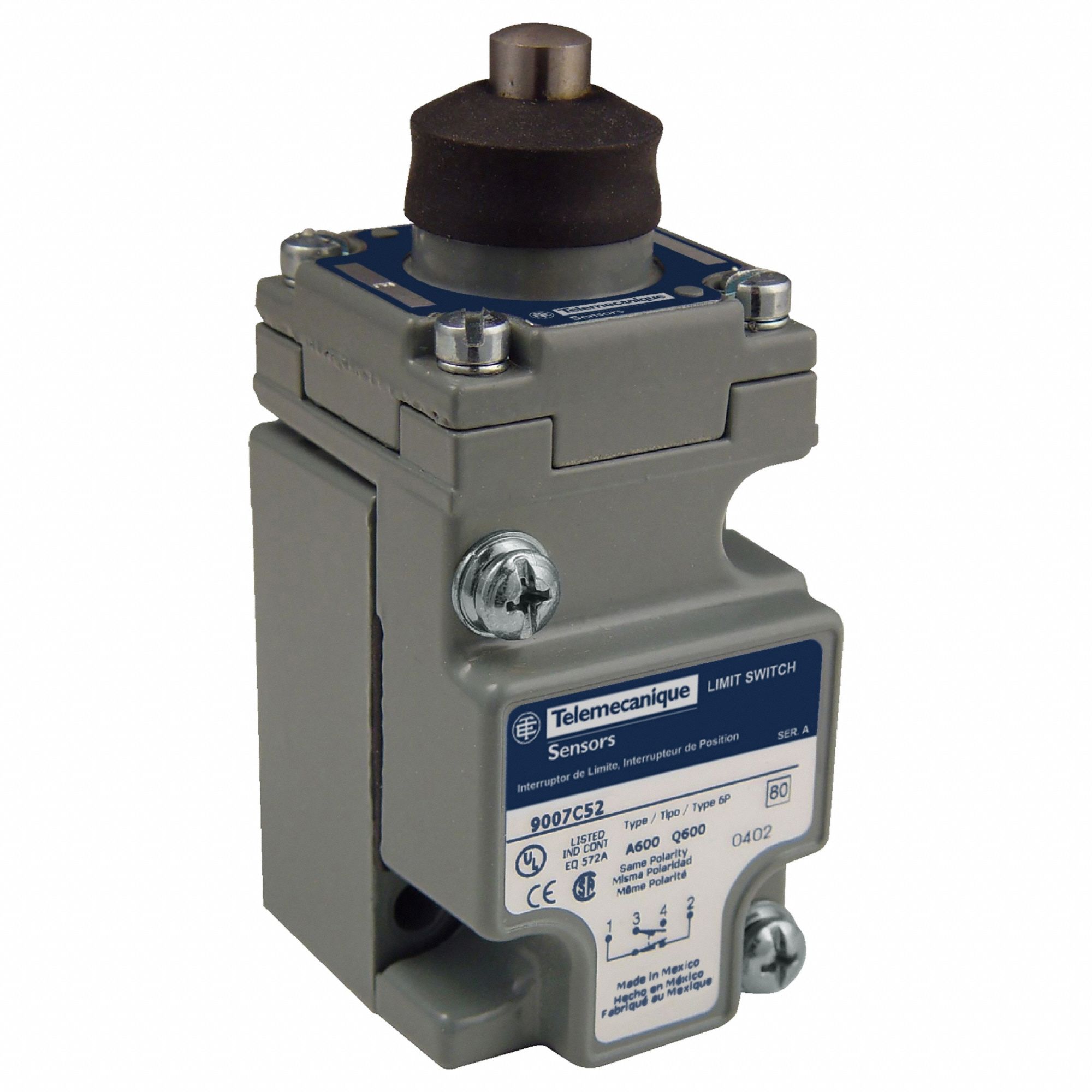 TELEMECANIQUE SENSORS, Plunger Actuator, Metallic, Plug-In Limit Switch ...