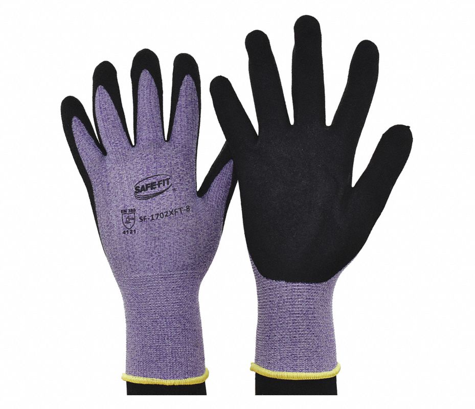 SAFE FIT Guantes Recubiertos, No Clasificado, Poliéster/Spandex, Morado ...
