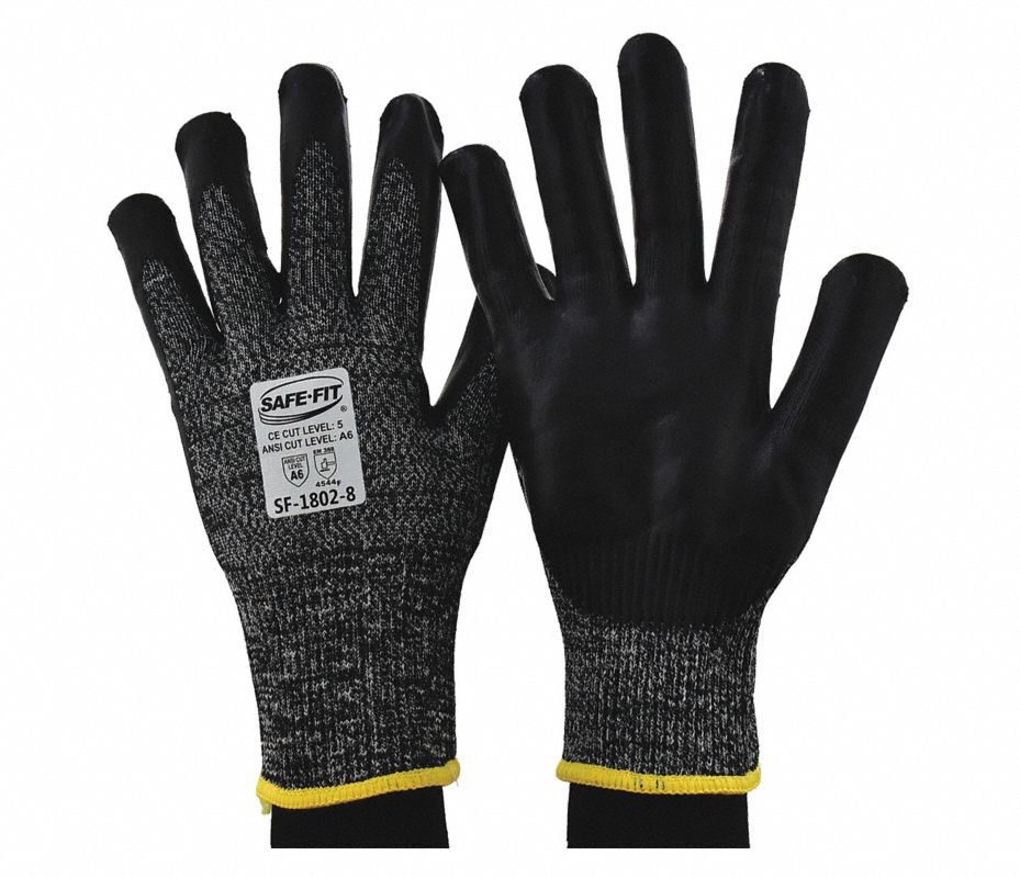 SAFE FIT Guantes Resistentes a Cortes, A6, Tuffalene®UHMWPE, Negro ...