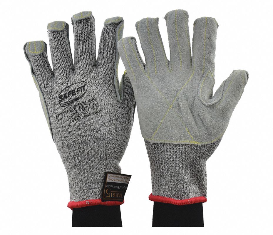 SAFE FIT Guantes Resistentes a Cortes, A7, Tuffkut® y Carnaza, Gris ...