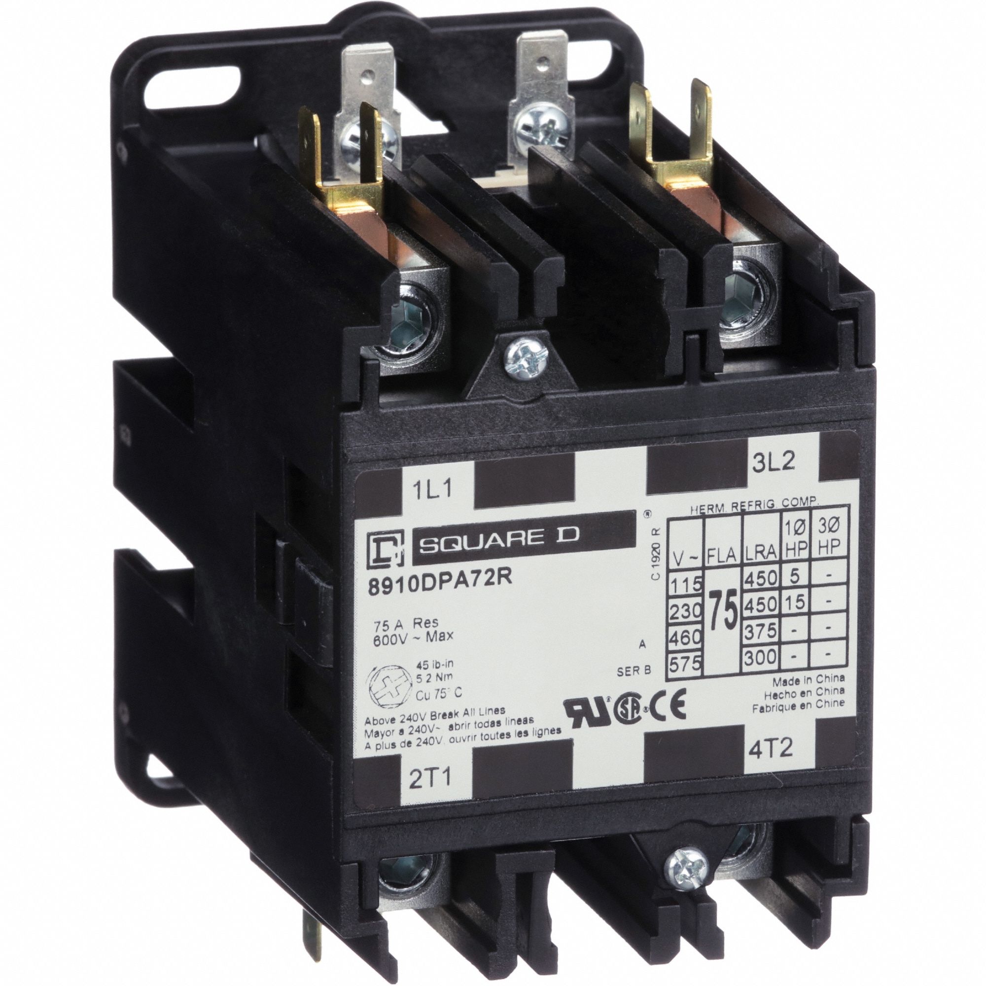 SCHNEIDER, 2 Poles, 120V AC, Definite Purpose Contactor - 808JA5 ...