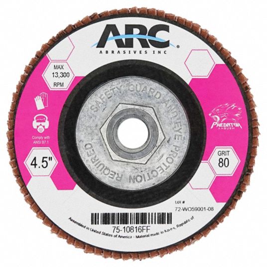 ARC ABRASIVES, Type 27, 7" x 5/8"-11, Flap Disc - 804C75|75-10858FF ...